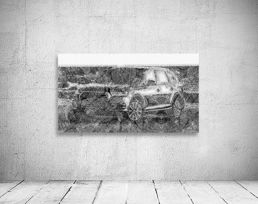 Audi Quattro Q7 Modern Cars Etching Poster by ASAR STUDIOS Wall Art