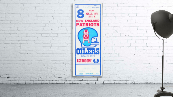 1973 Houston Oilers Football Ticket Canvas by Row One Brand Wall Art