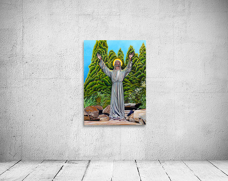 Jesus Praying on Rocks by Rick Bayers Wall Art