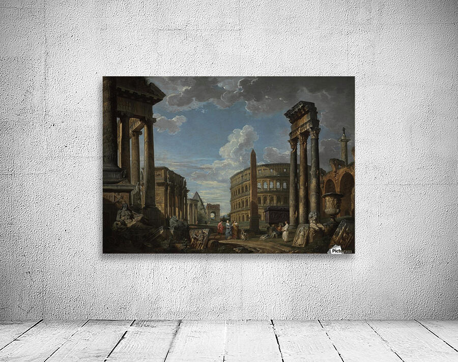 An architectural capriccio with figures among Roman ruins by Hubert ...