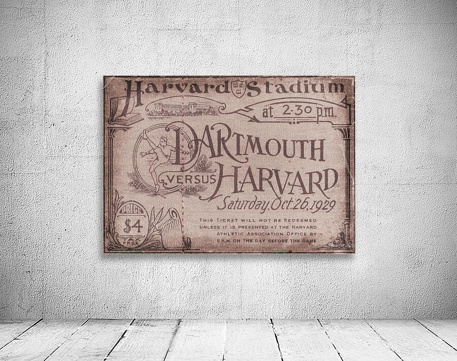 1929 Dartmouth vs. Harvard Football Ticket Metal Sign by Row One Brand ...