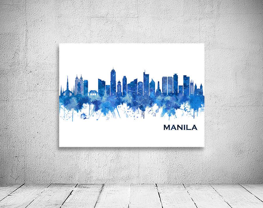 Manila Philippines Skyline Blue by Towseef Dar Wall Art