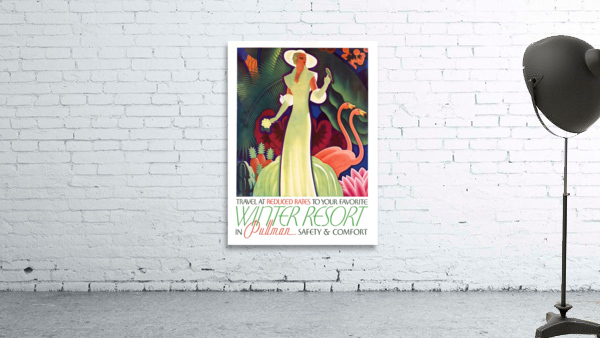 1935 Pullman Winter Resort Train Travel Poster by Retrographics Wall Art