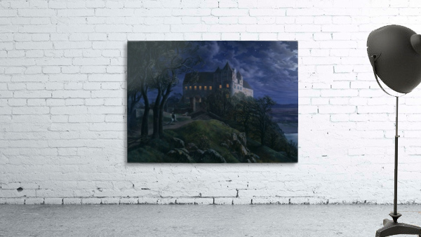 Scharfenberg castle by night by Ernst Ferdinand Oehme Wall Art