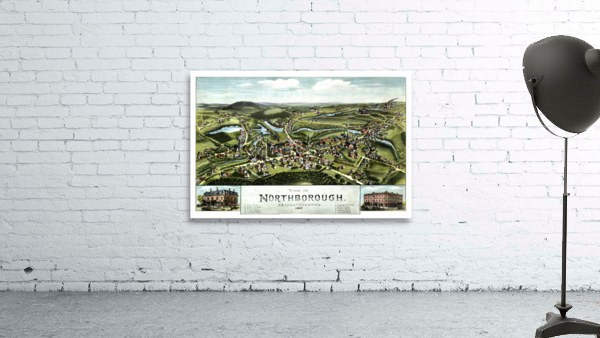5091 Pictorial Illustrated Map of Northborough Ma by artvi Wall Art