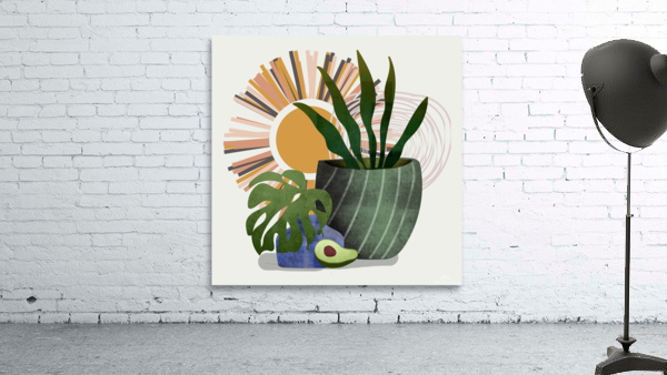 Monstera Boho Art Style Potted Plants by Ned Bezou Wall Art