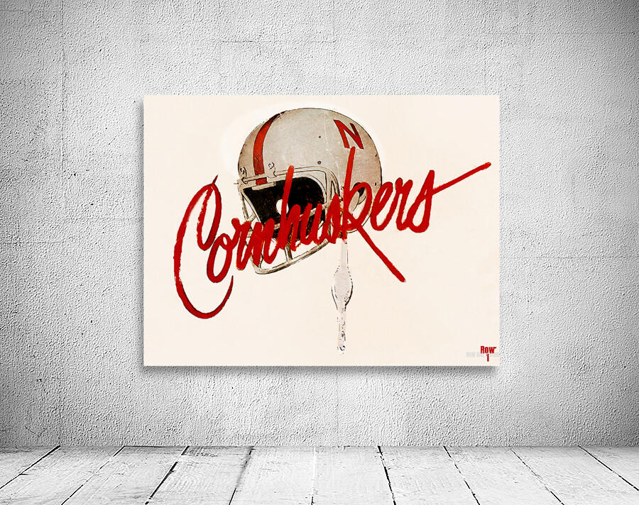 Throwback 70s Nebraska Football Helmet Art by Row One Brand Wall Art