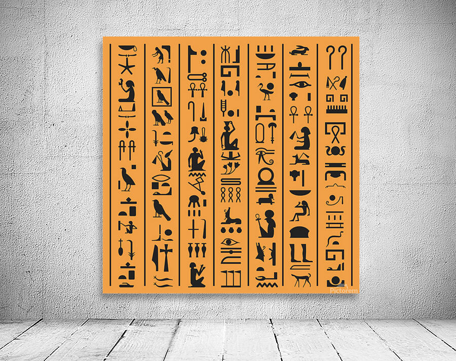 egyptian hieroglyphs ancient egypt letters papyrus by Etnousta Wall Art