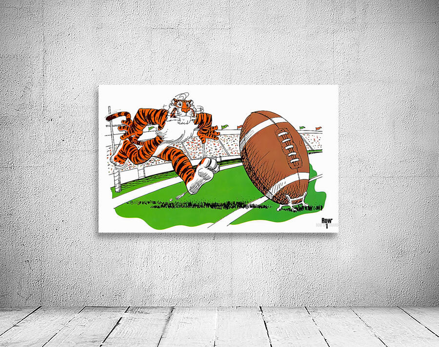 Retro 70s Tiger Football Art by Row One Brand Wall Art