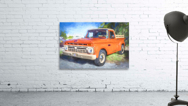 1965 Orange Ford F100 Step-side Custom Cab X 5 by Rich Franco Wall Art