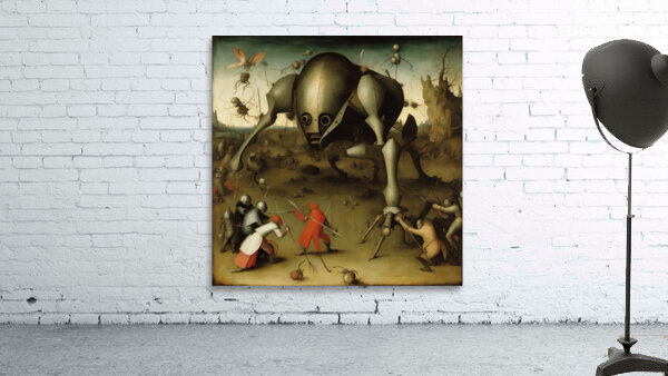 MECH VS. MONSTER SHOWDOWN. HIERONYMUS BOSCH by AIGALLERY Wall Art