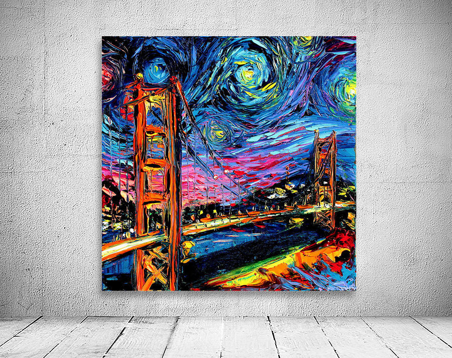 Golden Gate Bridge starry night Vincent Van Gogh. by Hannah99 Wall Art