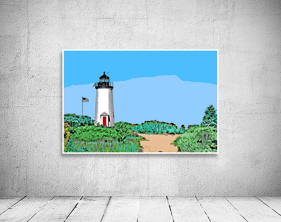 Cape Poge Lighthouse on Marthas Vineyard in Massachusetts - Illus. by ...
