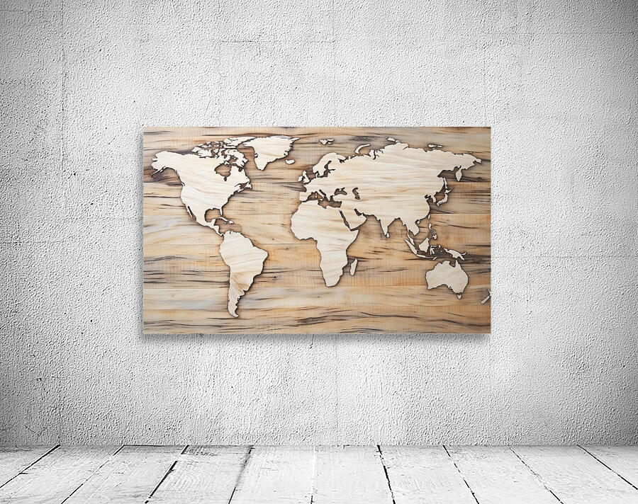 QMP 1004 – World Map Continents in Wood by Masterwork Reimagined Wall Art