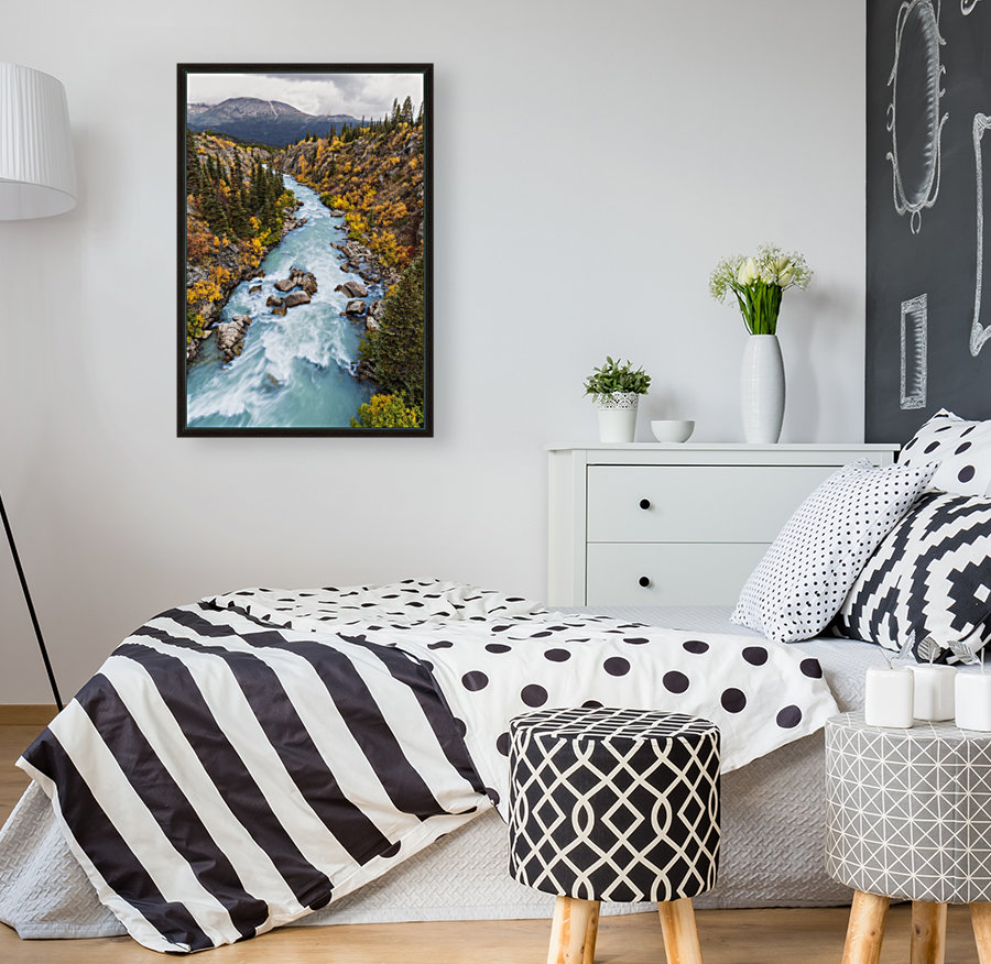 The Tutshi River canyon as seen from the suspension bridge, British Columbia, Canada, Fall. par ...