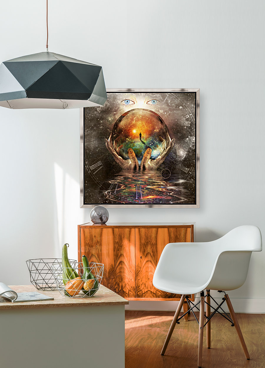Crystal sphere in Gods hands - Surreal art by Bruce Rolff Wall Art