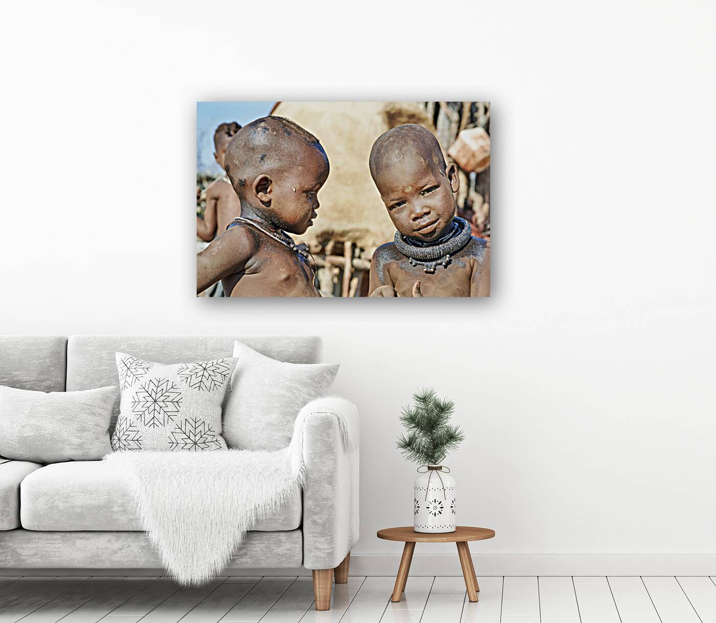 Namibia. Portrait of two children in a Himba Village in Kunene Region ...