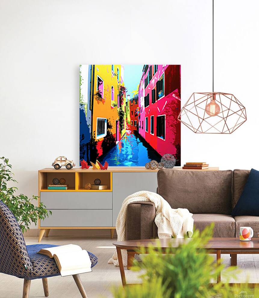 Venice On Map - Venice Waterway by SykArt Designs Wall Art