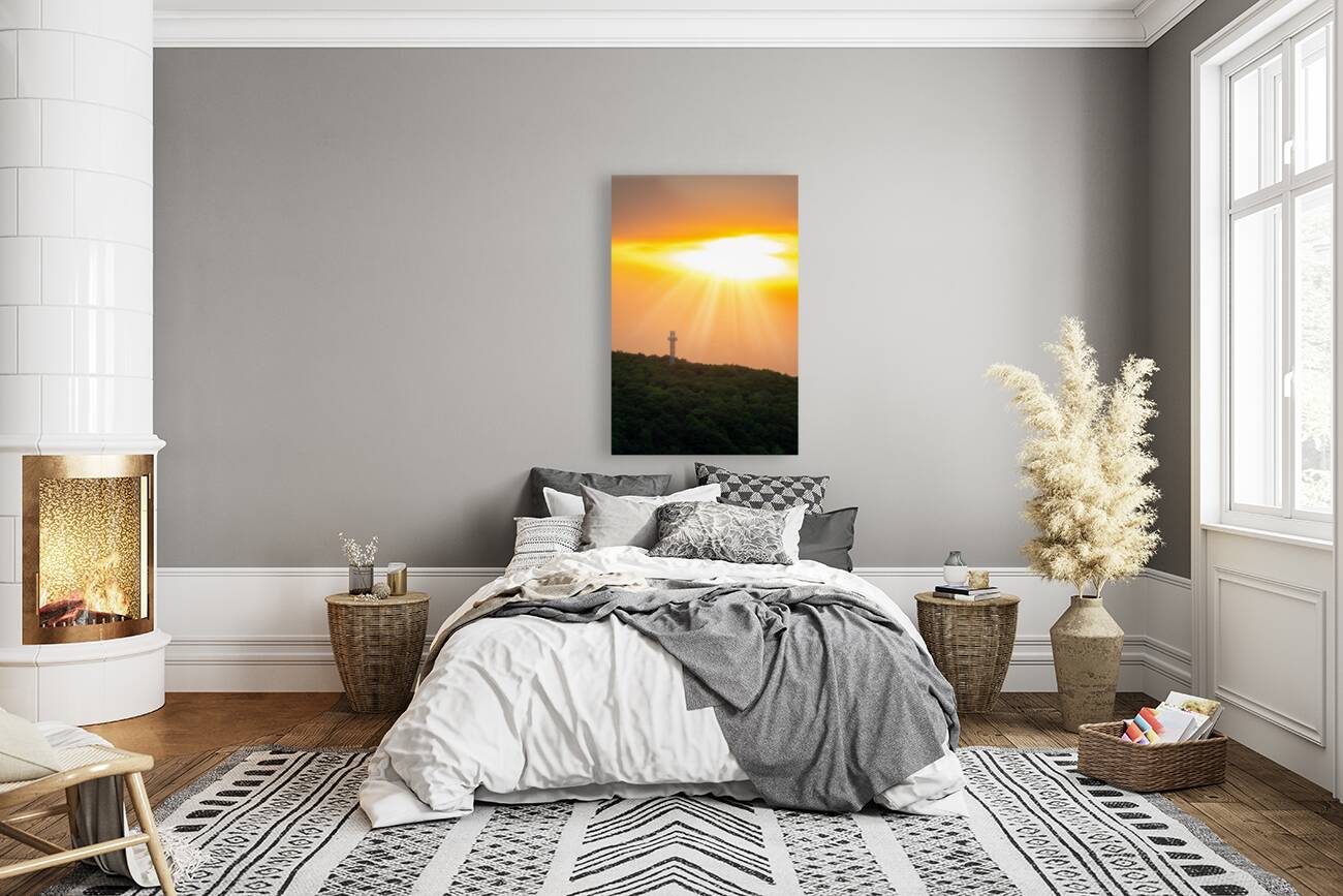 Heavenly light on the cross of Mont Royal Montreal by DELPHIMAGES Wall Art