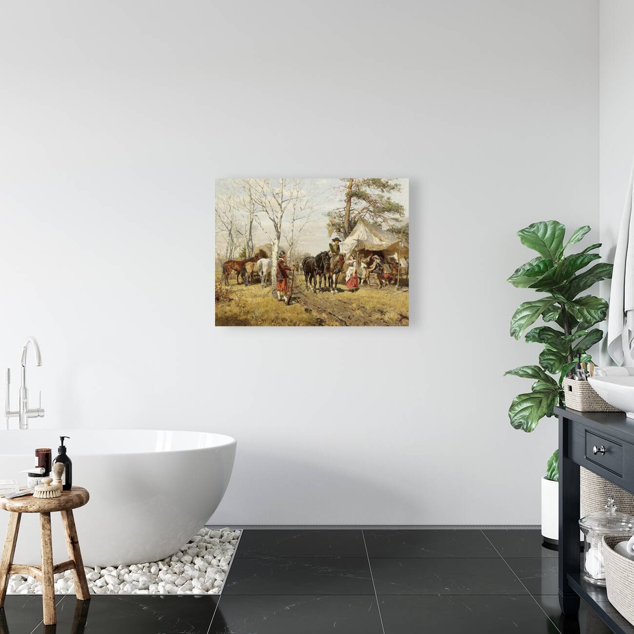 Die Rast [The Halt] by Wilhelm Velten [1847–1929] by MyCozyFineArt Wall Art