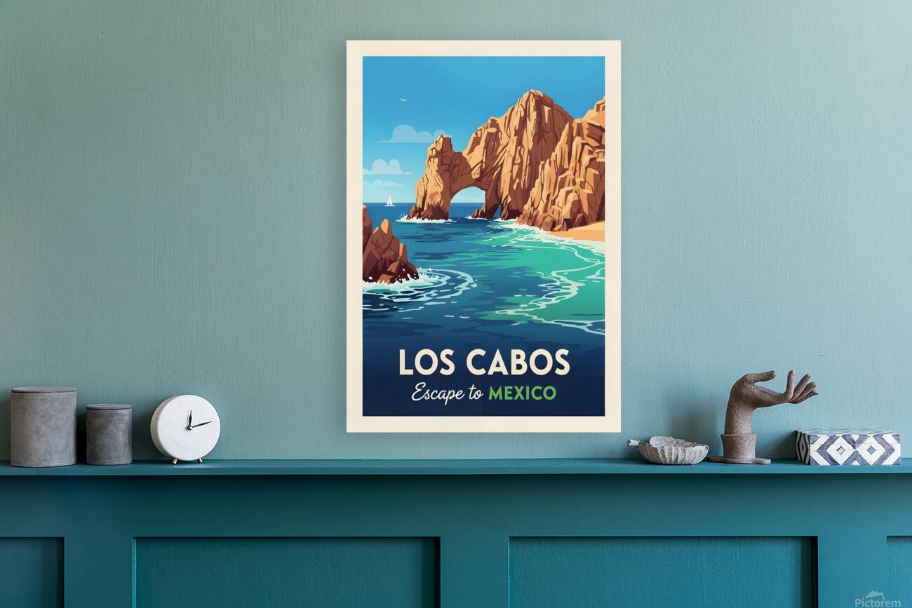 Los cabos mexico arch rock formation and sailboat on turquoise water by ...