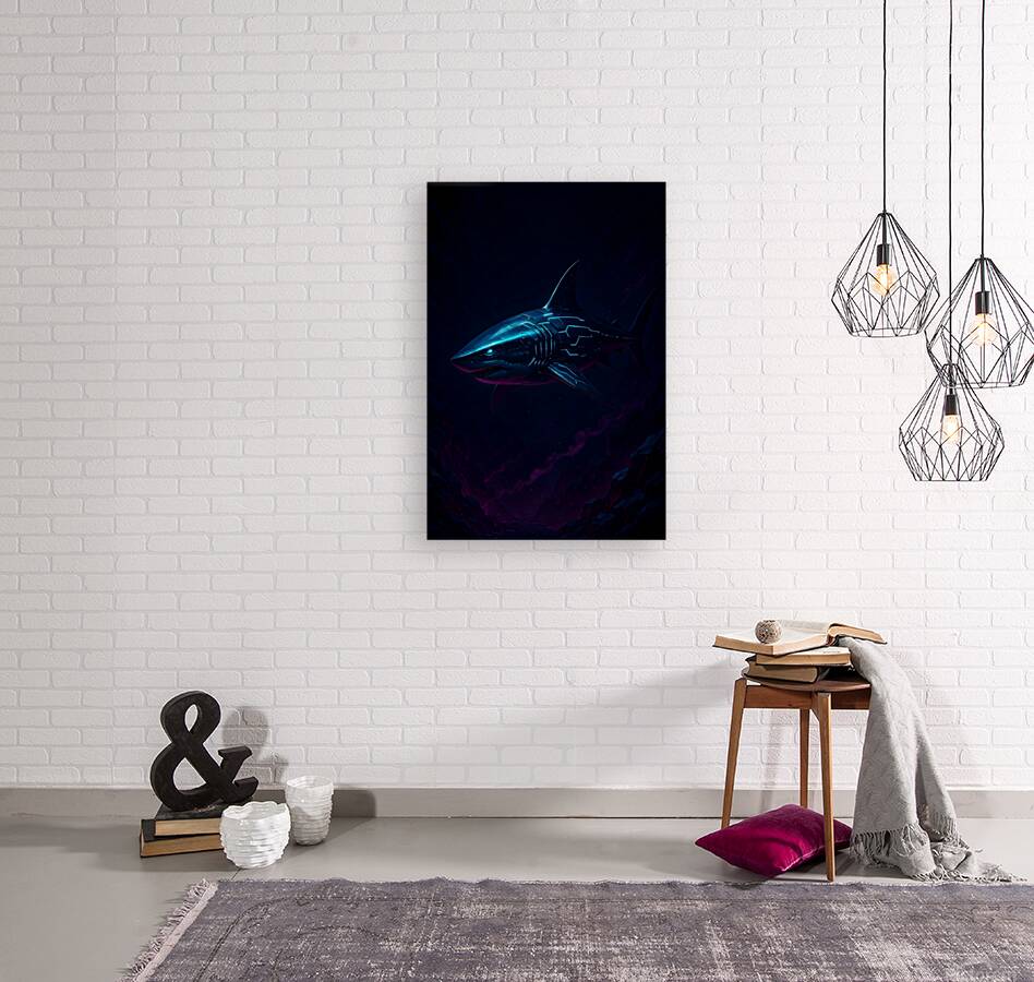 Electric Cyber Hunter Shark of the Glowing Neon Trench by Aaron Potts ...