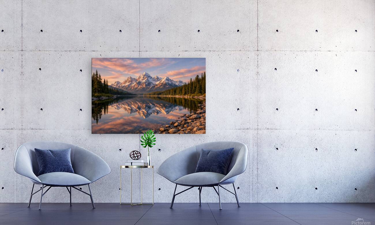 Golden Hour Alpine Reflection: Serene Mountain Lake Landscape Wall Art ...