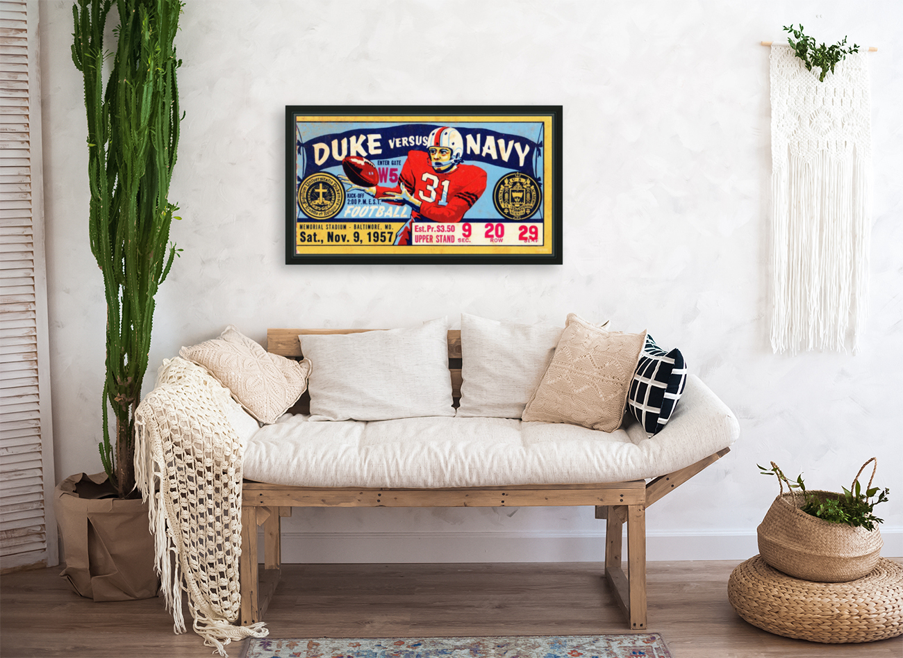 1957 Duke vs. Navy Football Ticket Stub Wall Art by Row One Brand Wall Art