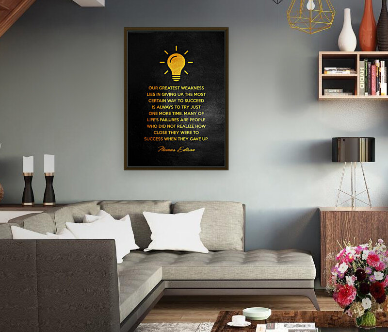Thomas Edison Light Bulb Quote Motivational Wall Art by ABConcepts Wall Art