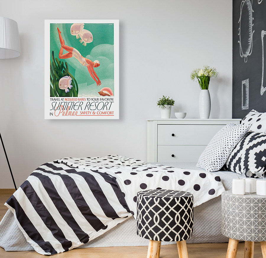 1935 Pullman Summer Resort Train Travel Poster by Retrographics Wall Art