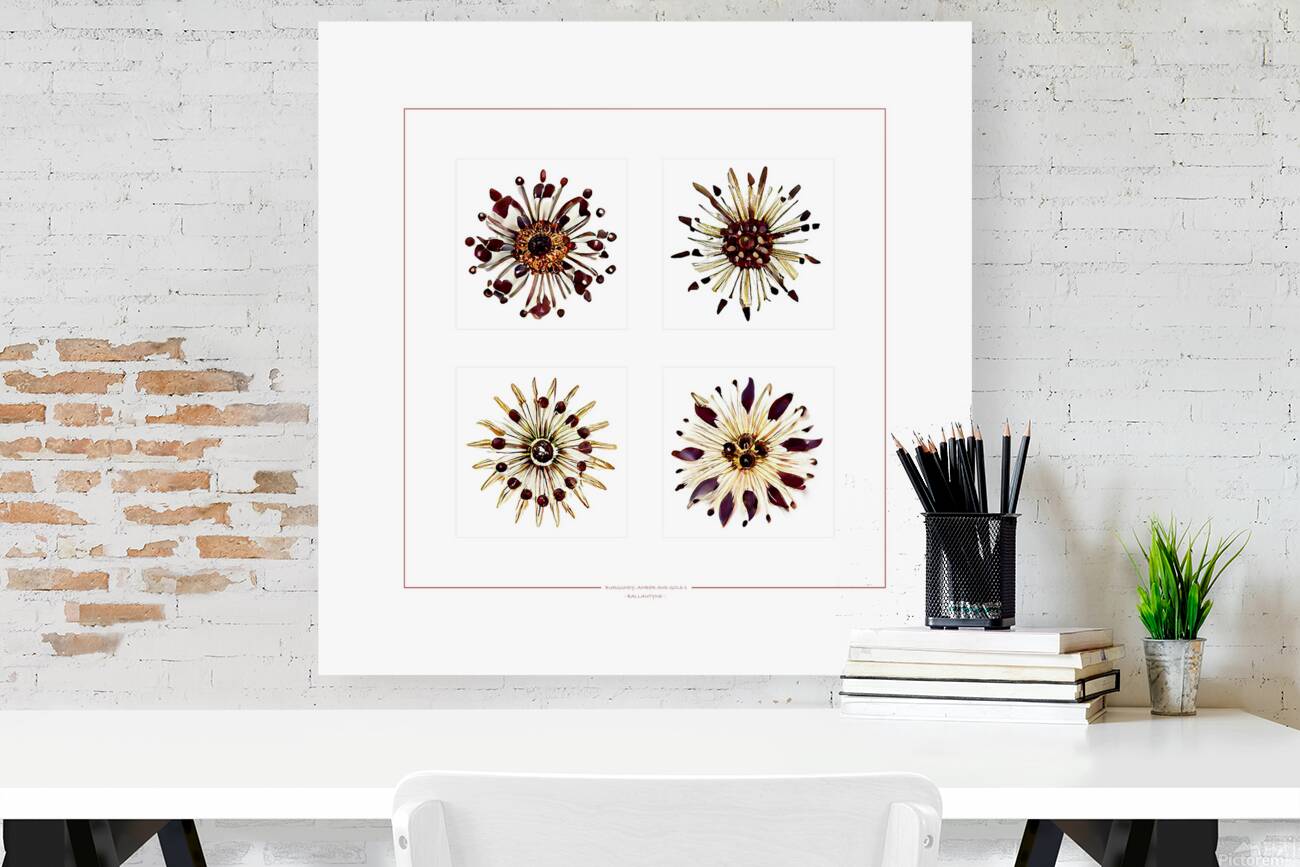 Starburst 2x2 Burgundy Amber and Gold 1 by Peter Ballantyne Wall Art