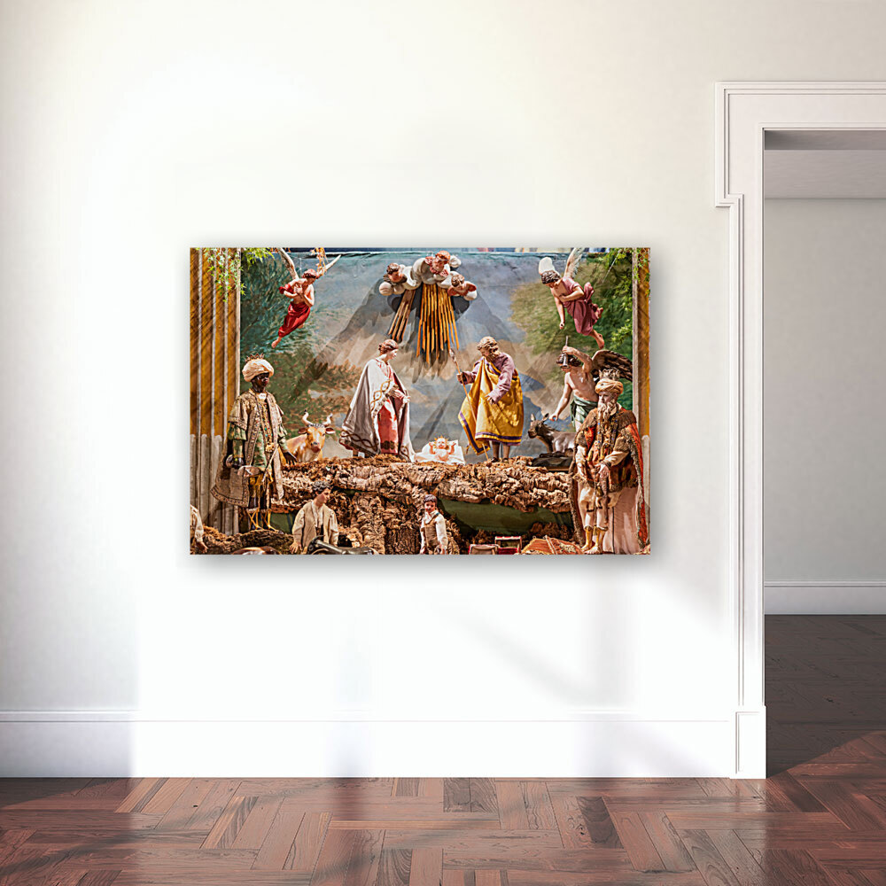 Italian crib - named presepe - with nativity. Traditional Christ par ...