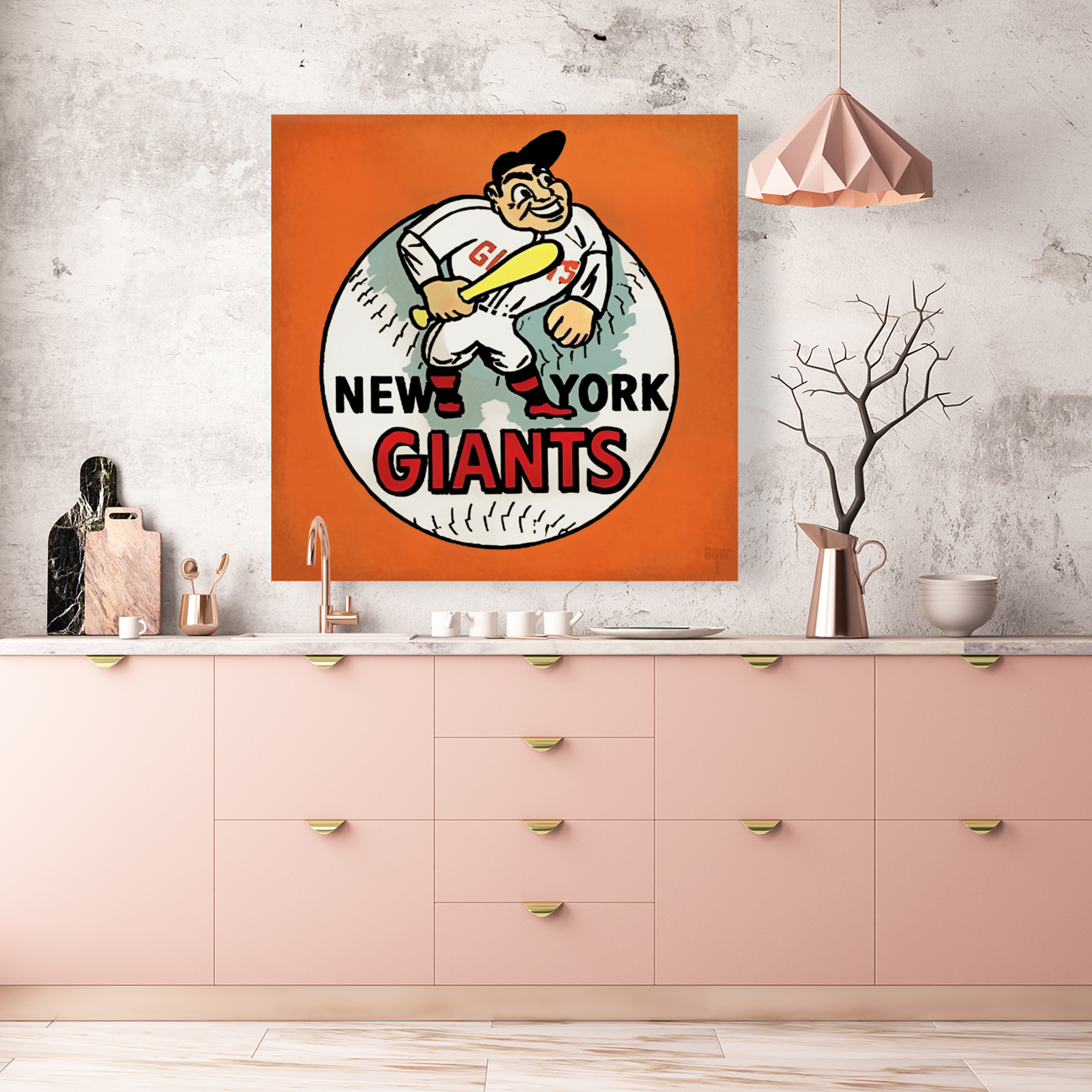 Vintage New York Giants Baseball Art par Row One Brand