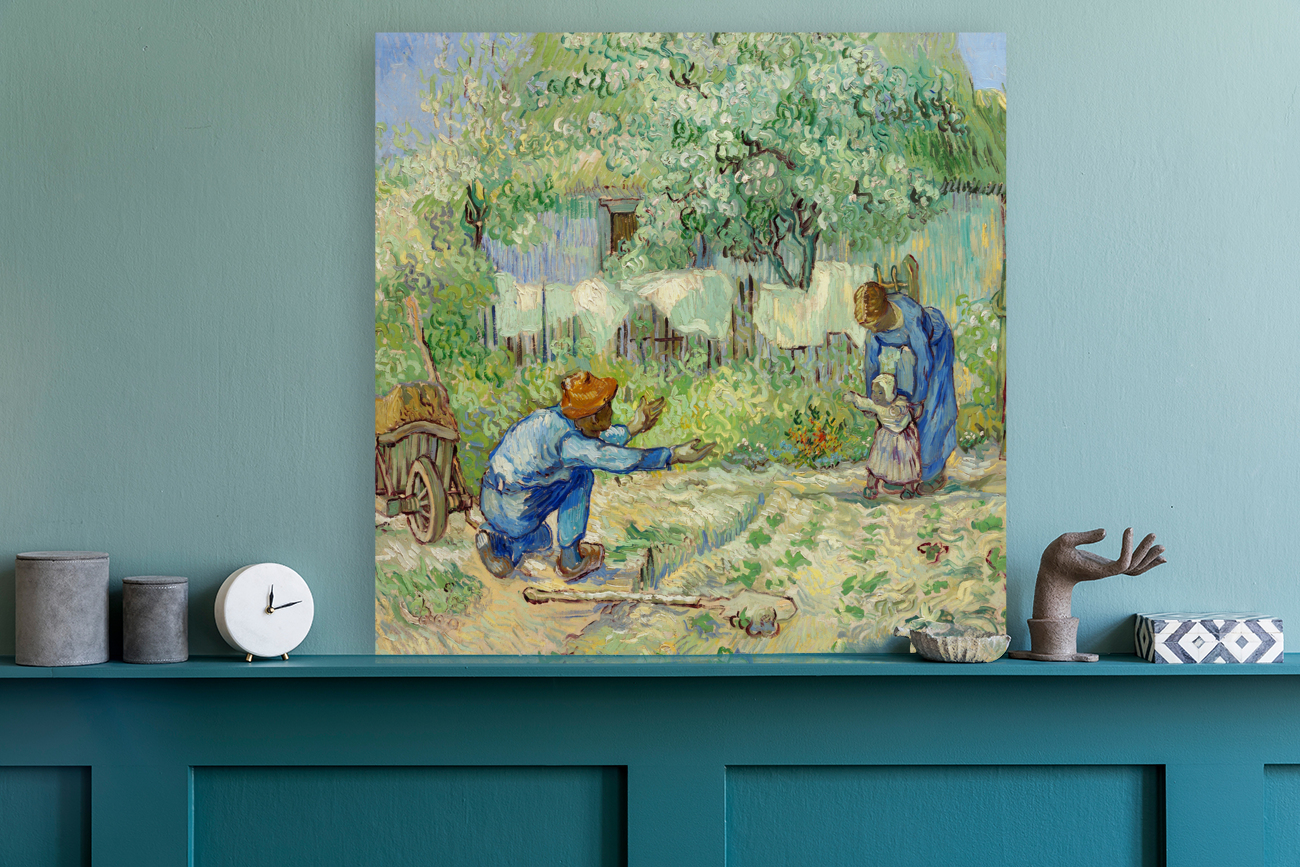 First Steps after Millet 1890 by Vincent Van gogh by artvi Wall Art