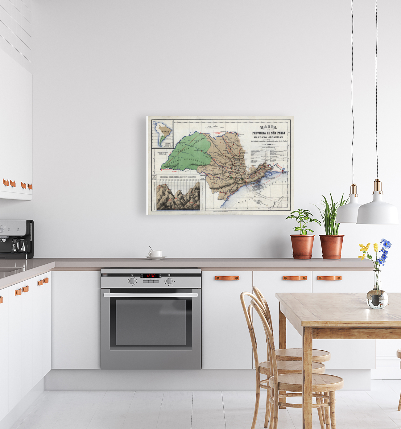 5320 Mappa da provinica de Sao Paulo Old picto by artvi Wall Art