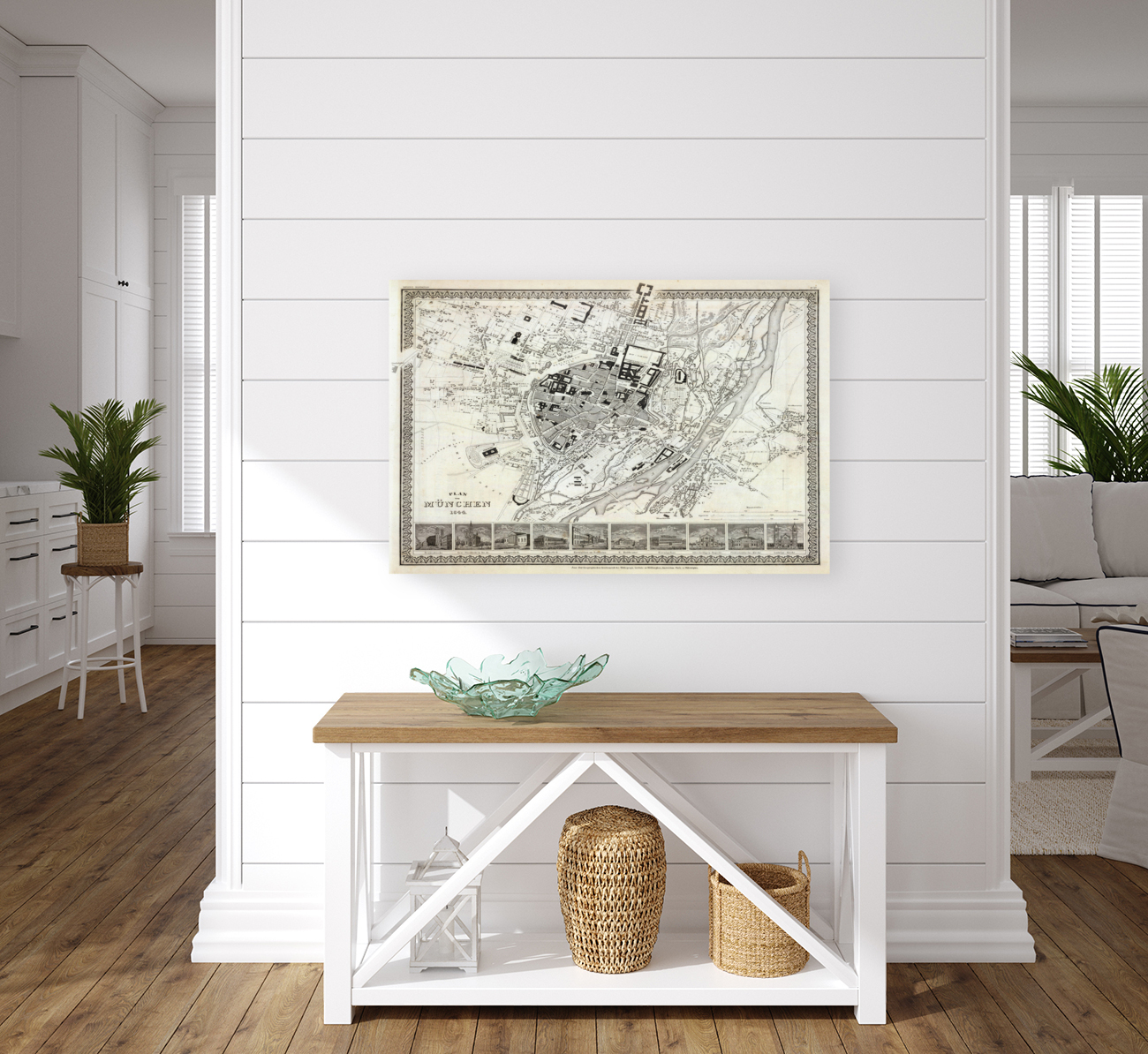 5369 Plan of Munich 1844 Vintage pictorial map. by artvi Wall Art