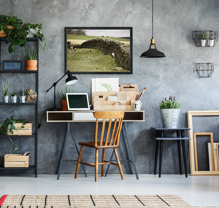 Northumberland, England; Sheep Grazing Along A Stone Wall by ...