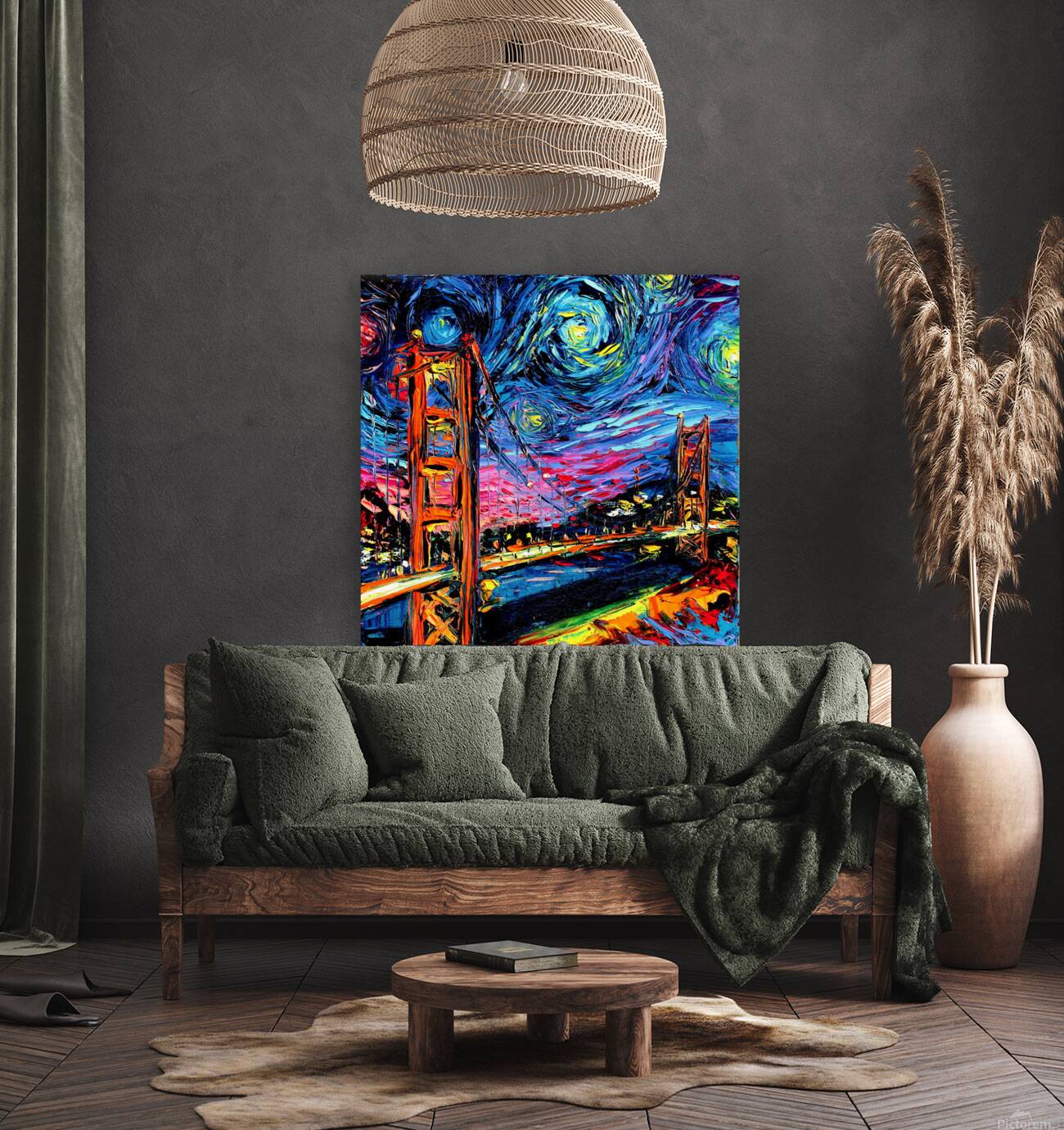 Golden Gate Bridge starry night Vincent Van Gogh. by Hannah99 Wall Art